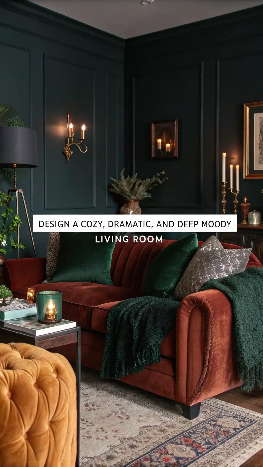 Design a Cozy, Dramatic, and Deep Moody Living Room - modernvibehome.com