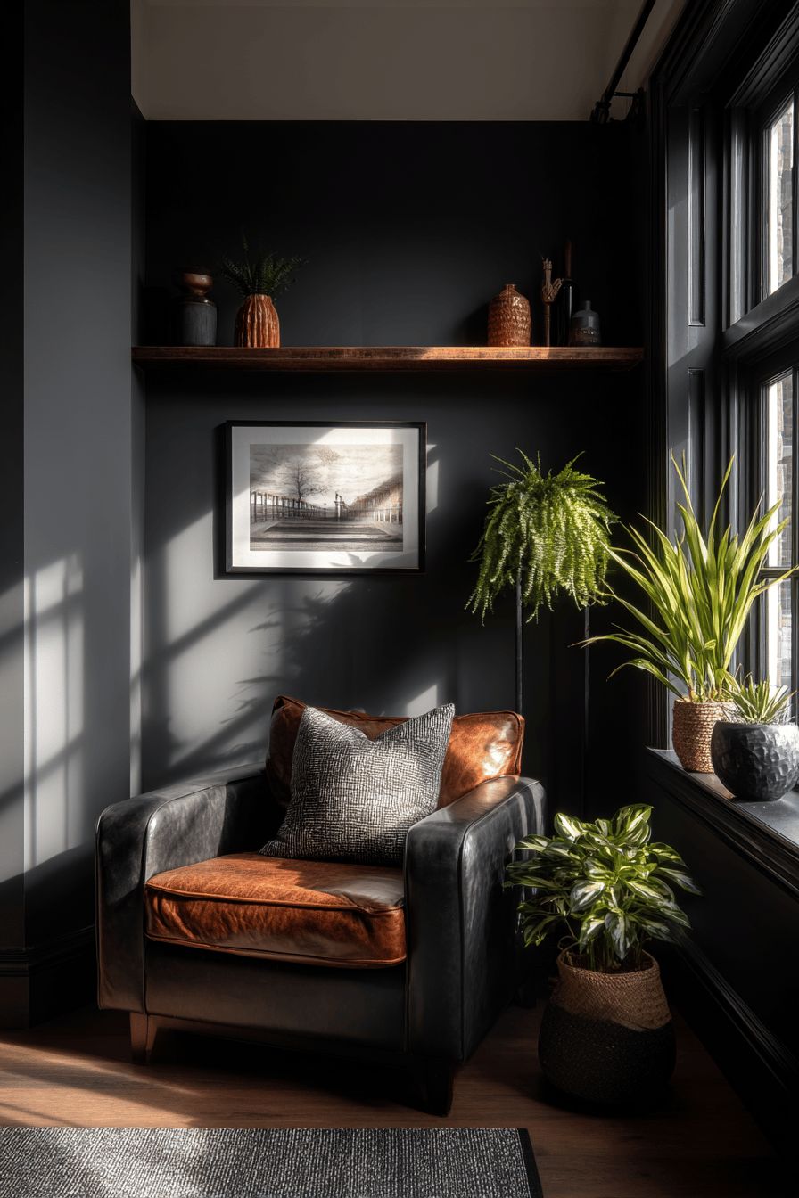 Design a Cozy, Dramatic, and Deep Moody Living Room - modernvibehome.com