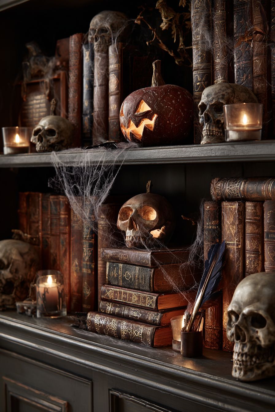18 Spooky Halloween Shelf Decor Ideas - modernvibehome.com